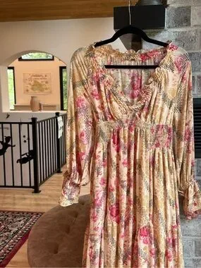 Free People | Dresses | Free People Lena Floral Midi Dress In Cream And ...